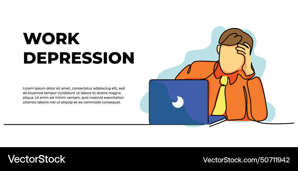 Depressed worker sitting in front Royalty Free Vector Image