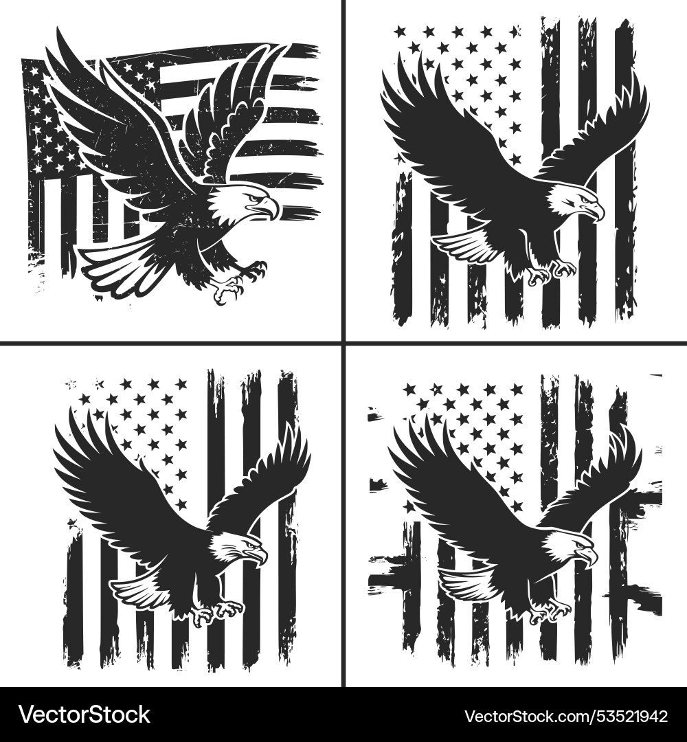 Eagle with american flag svg bundle file Vector Image
