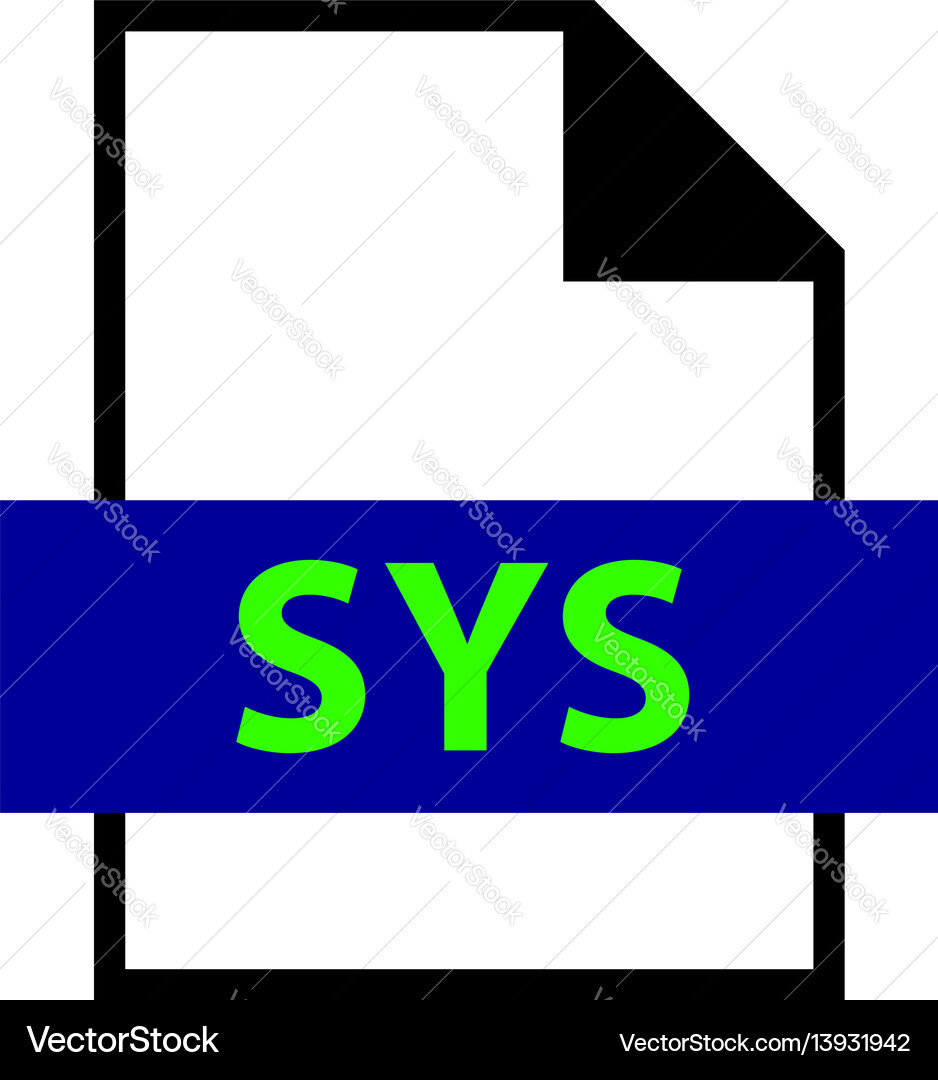 File name extension sys type Royalty Free Vector Image