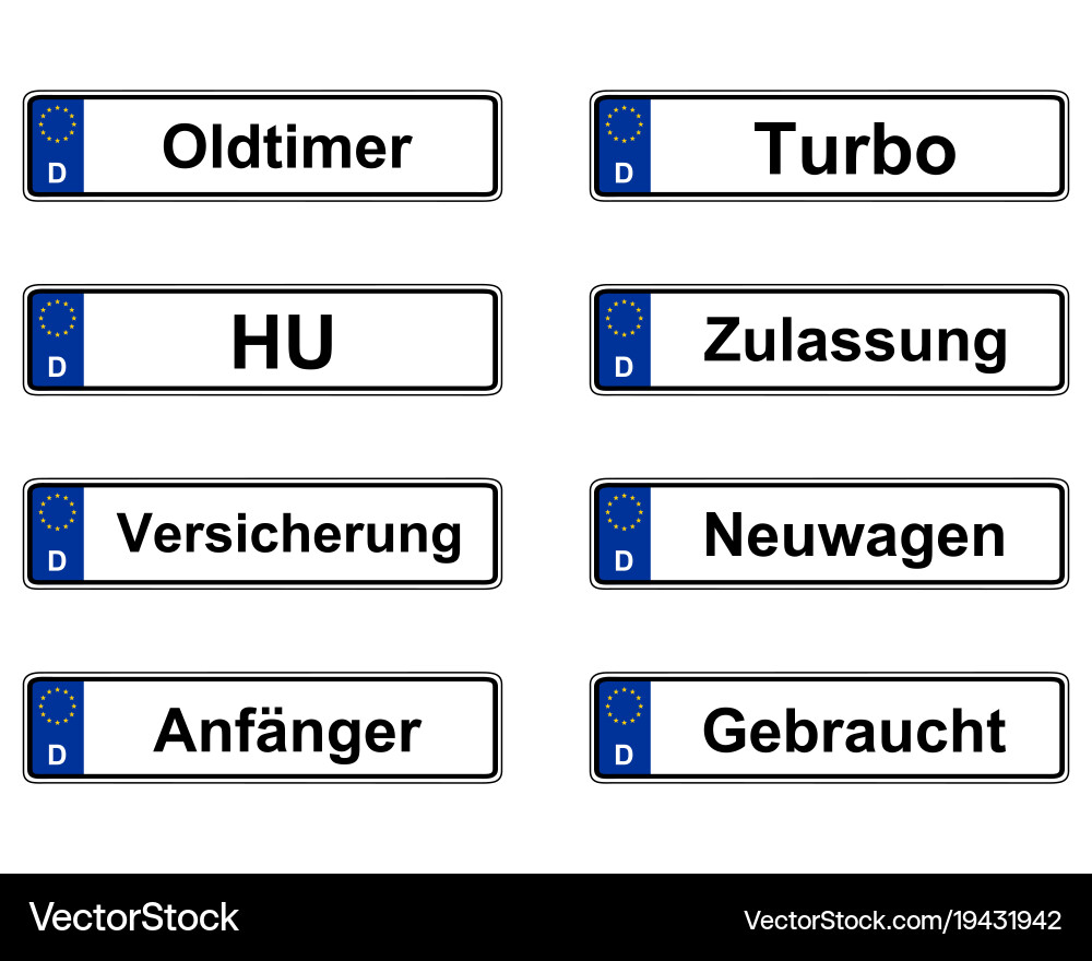 German specific vehicle registration plate Vector Image
