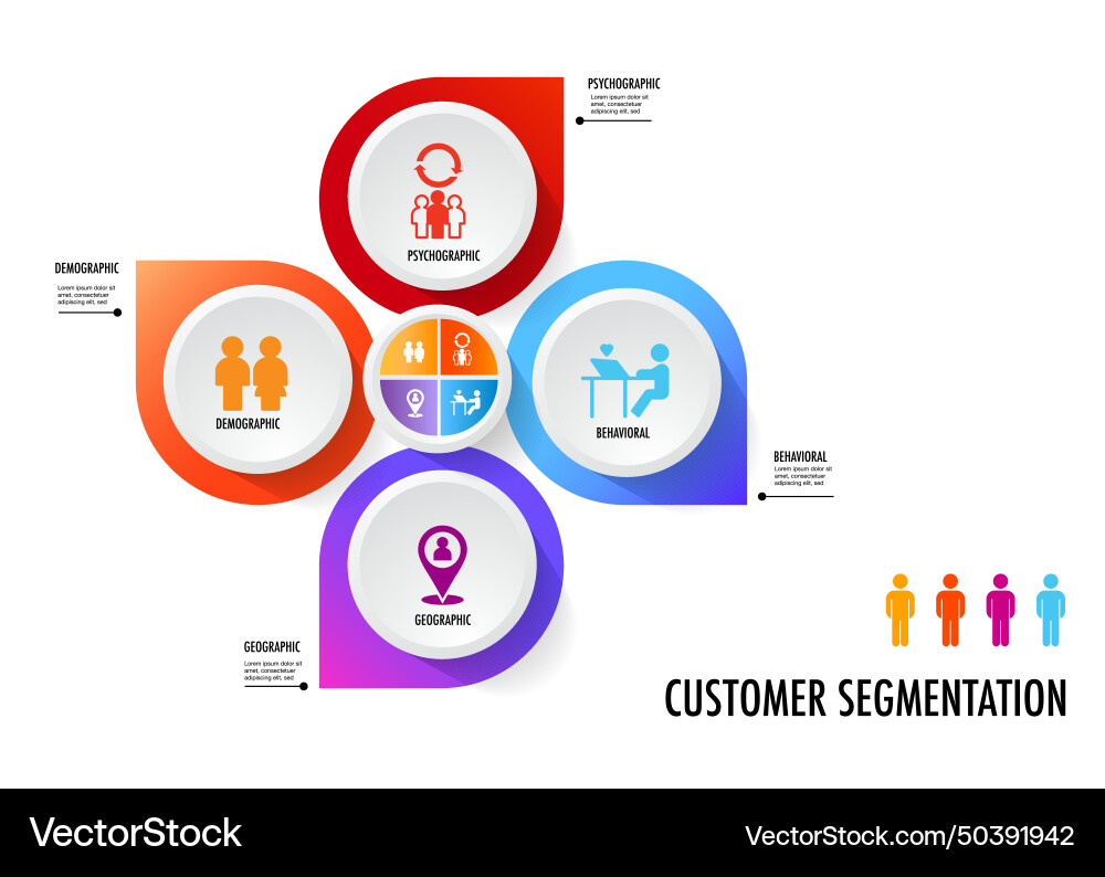 Infographic of 4 main types market segmentation Vector Image