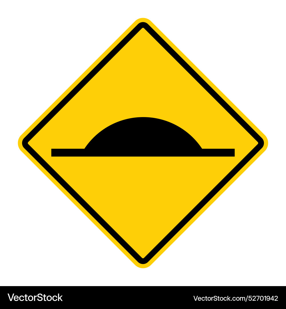 Speed bump warning road sign Royalty Free Vector Image