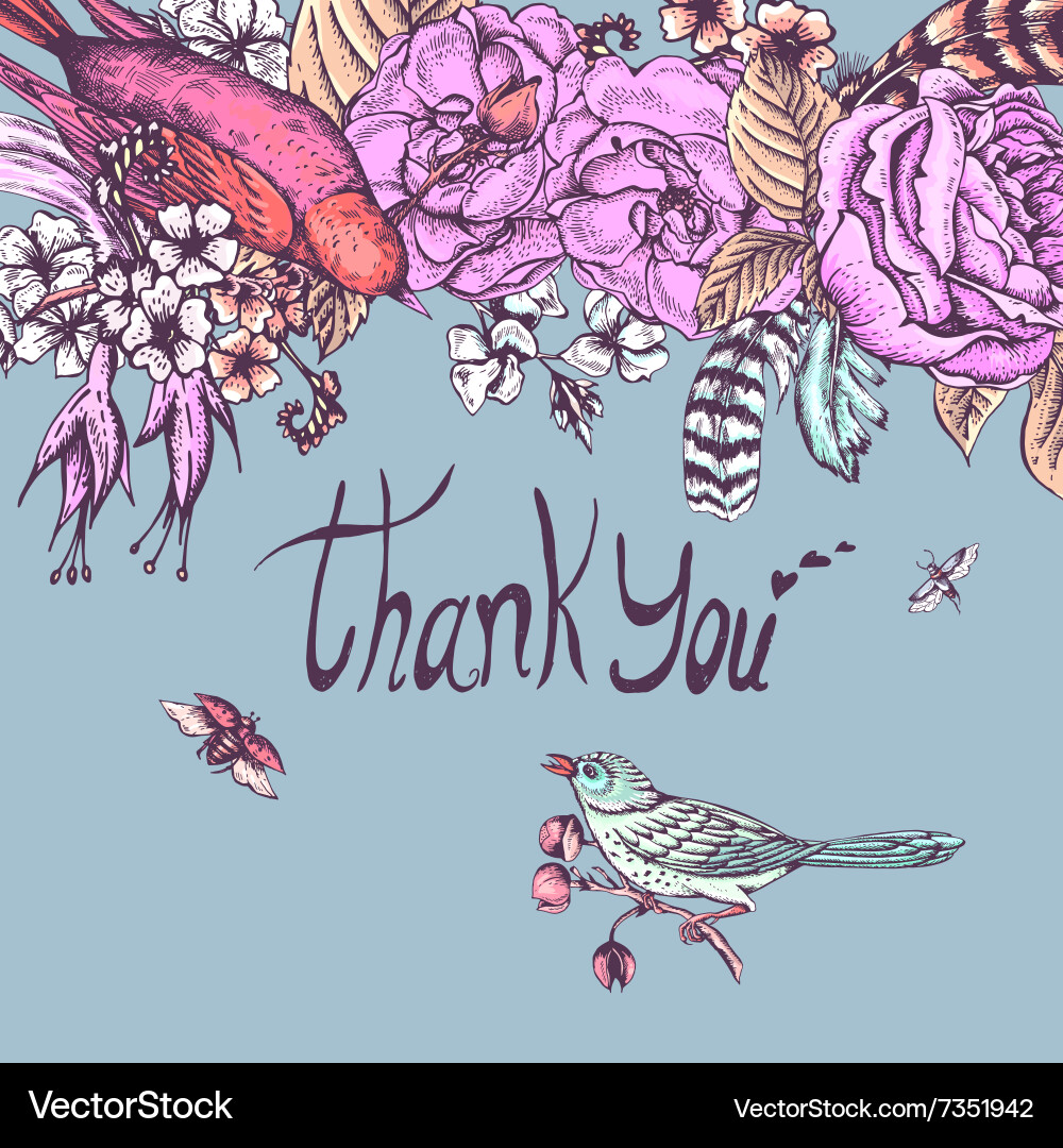Thank you hand drawn greeting card Royalty Free Vector Image