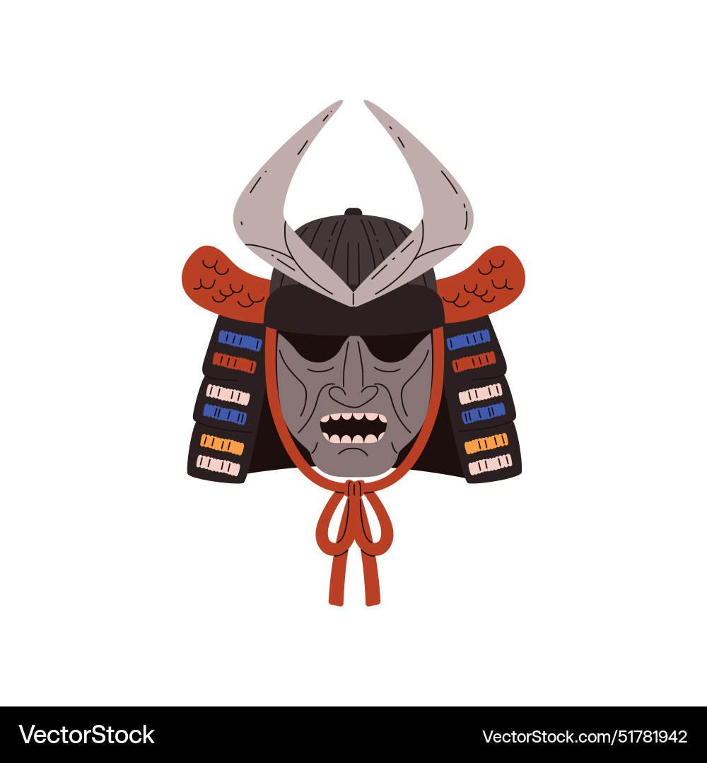 Traditional samurai warrior mask on isolated Vector Image