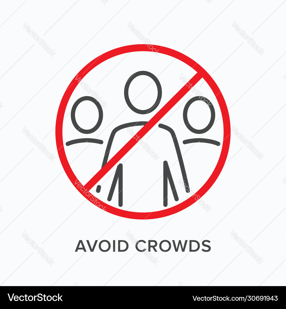 Avoid crowds line icon outline Royalty Free Vector Image