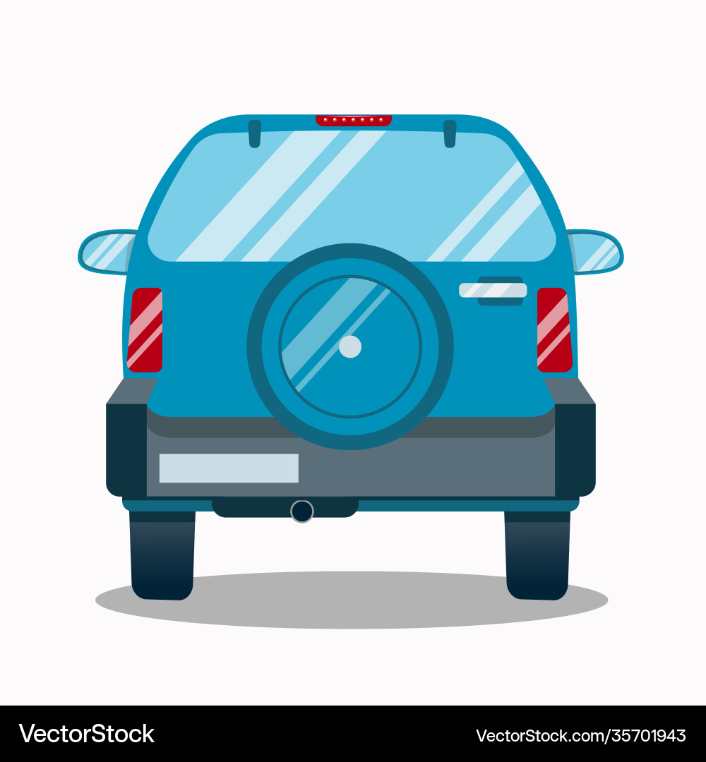 Back view blue hatchback car flat Royalty Free Vector Image