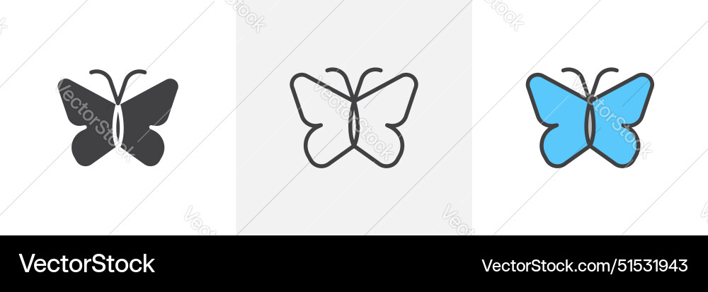 Butterfly icon set simple flying butterfly insect Vector Image