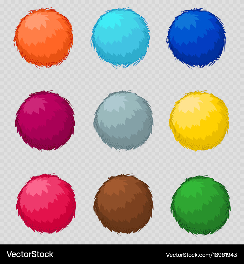 Colorful fluffy pompom fur balls Royalty Free Vector Image