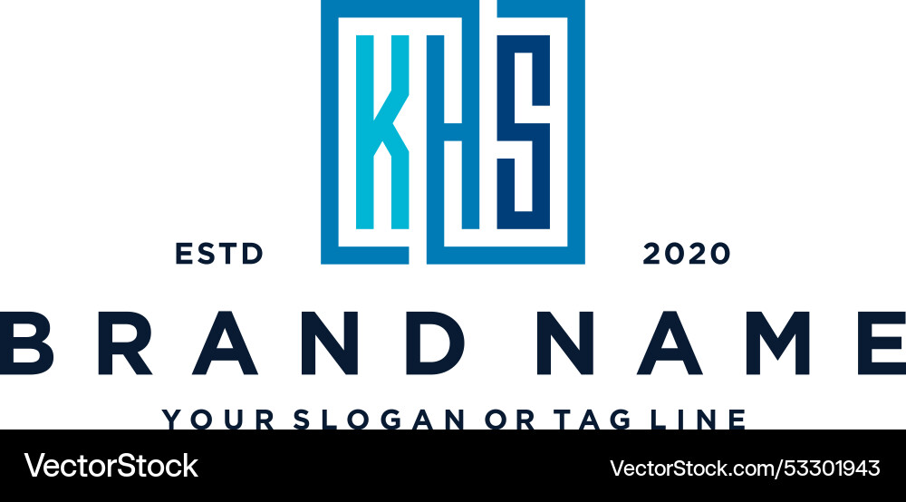 Creative letter khs square logo design Royalty Free Vector