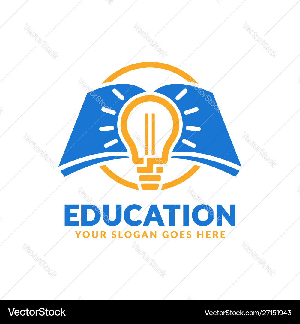 Education logo design template book and bulb icon Vector Image