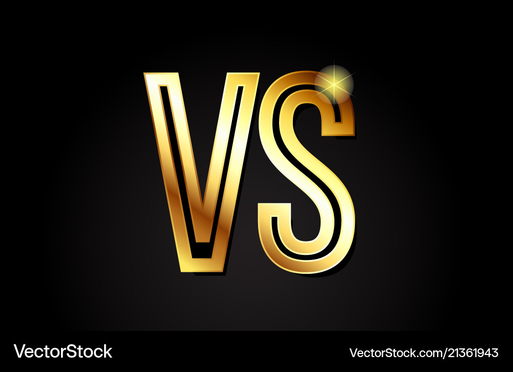Gold VS Letter Logo - V & S Combination Vector Image