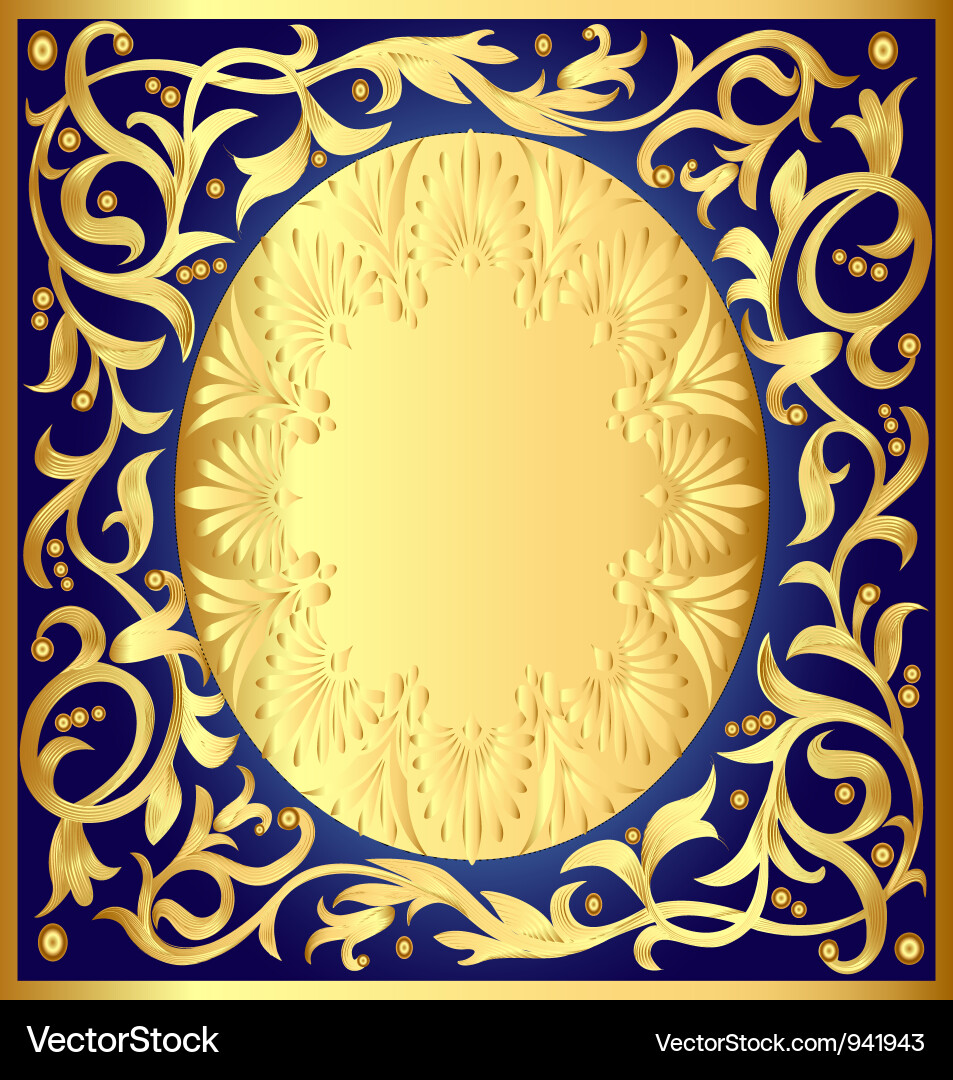 Intricate Filigree Gold Frame Royalty Free Vector Image