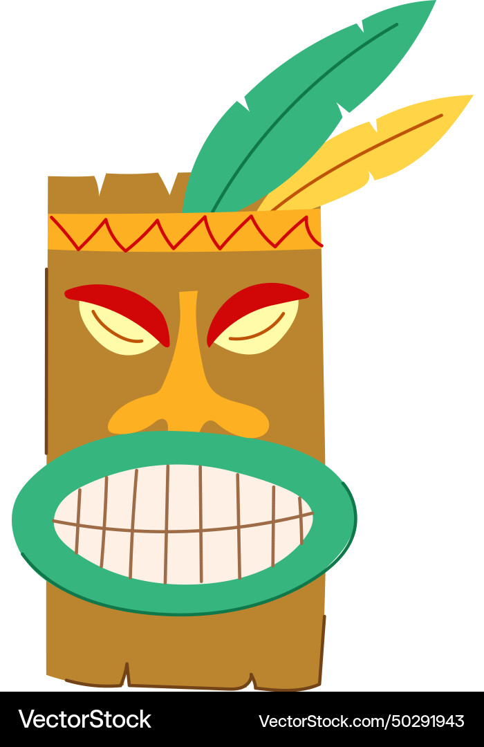 Polynesian tiki mask cartoon Royalty Free Vector Image