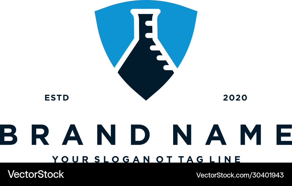 Shield lab logo design Royalty Free Vector Image