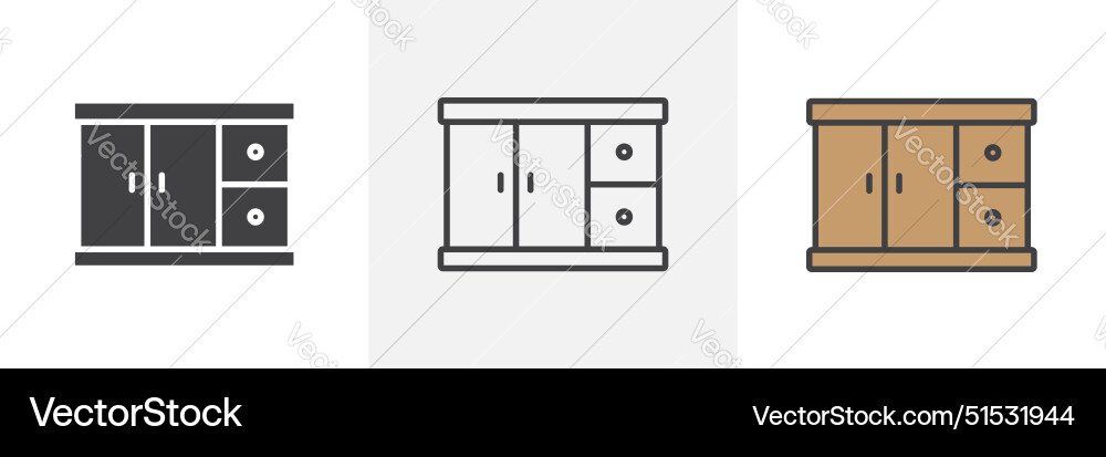 Cabinet icon set office drawer symbol storage Vector Image