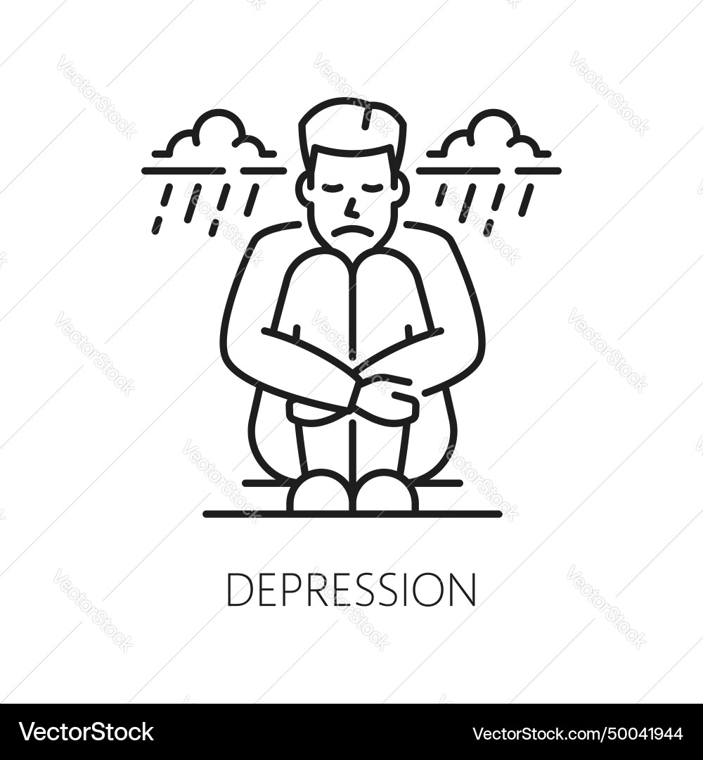 Depression Mental Health Icon Royalty Free Vector Image