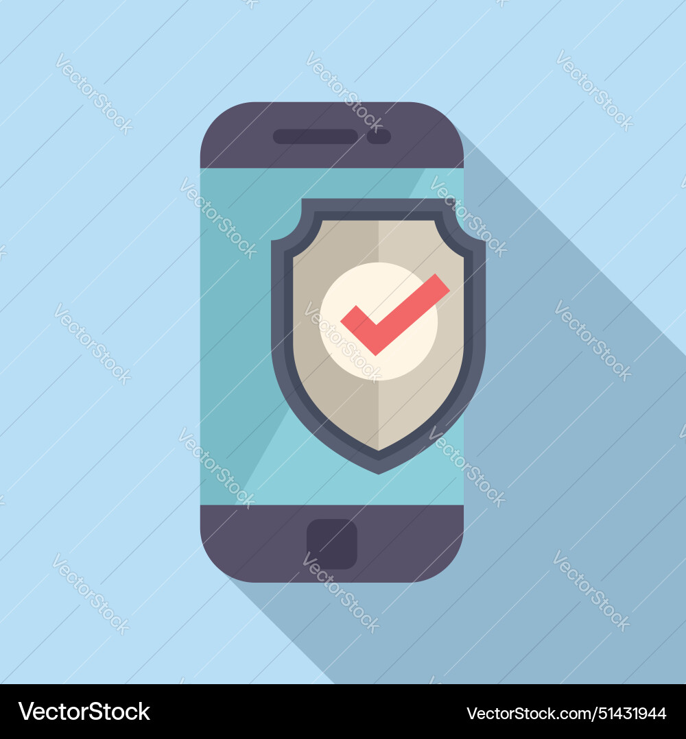 Flat design of a mobile phone with shield Vector Image