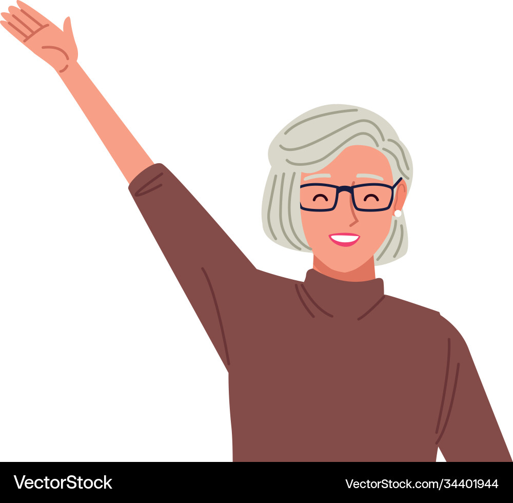 Happy old woman celebrating character Royalty Free Vector