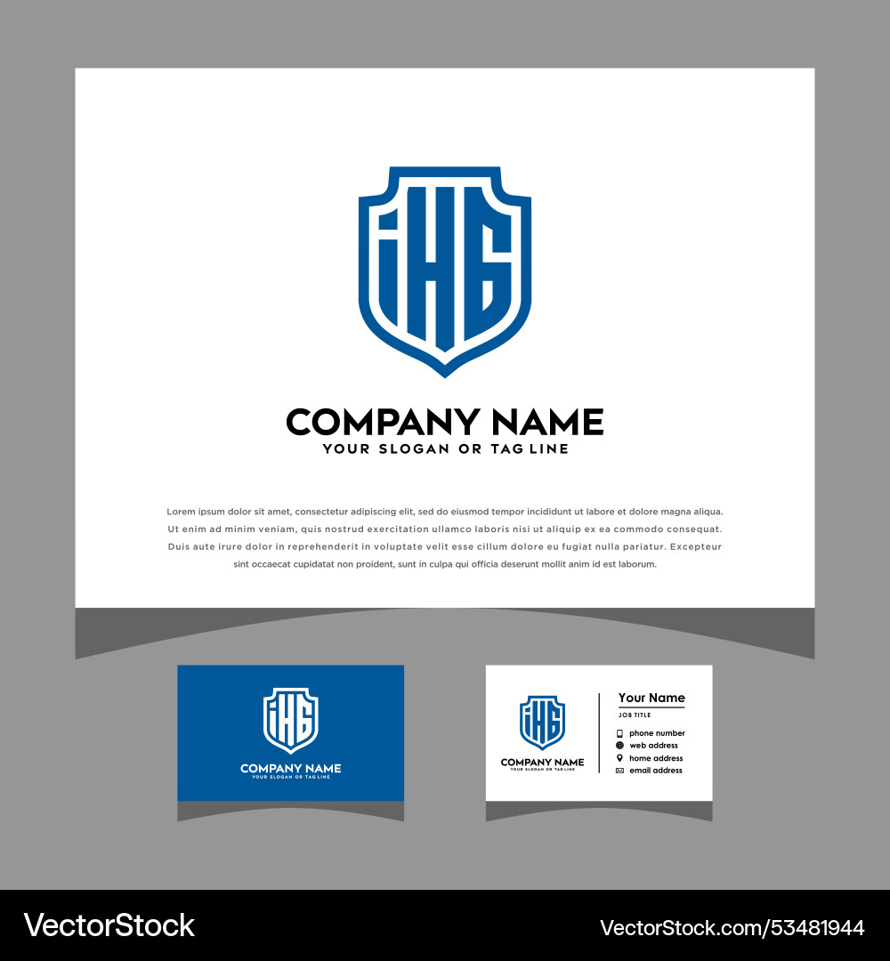 Initials ihg logo letters shielding pattern Vector Image