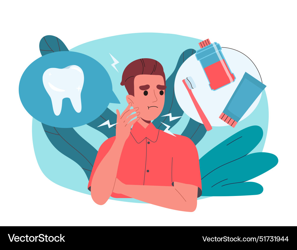 Man with toothache young guy suffers from dental Vector Image