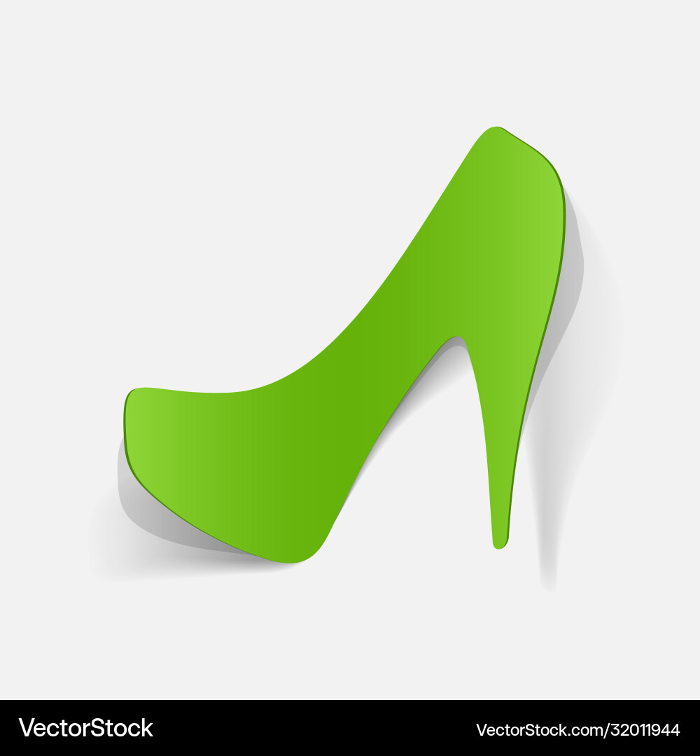 Realistic paper sticker shoes Royalty Free Vector Image