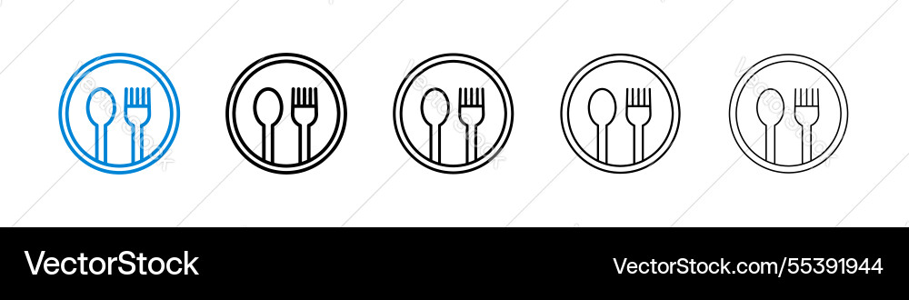 Restaurant icons in five different stroke sizes Vector Image