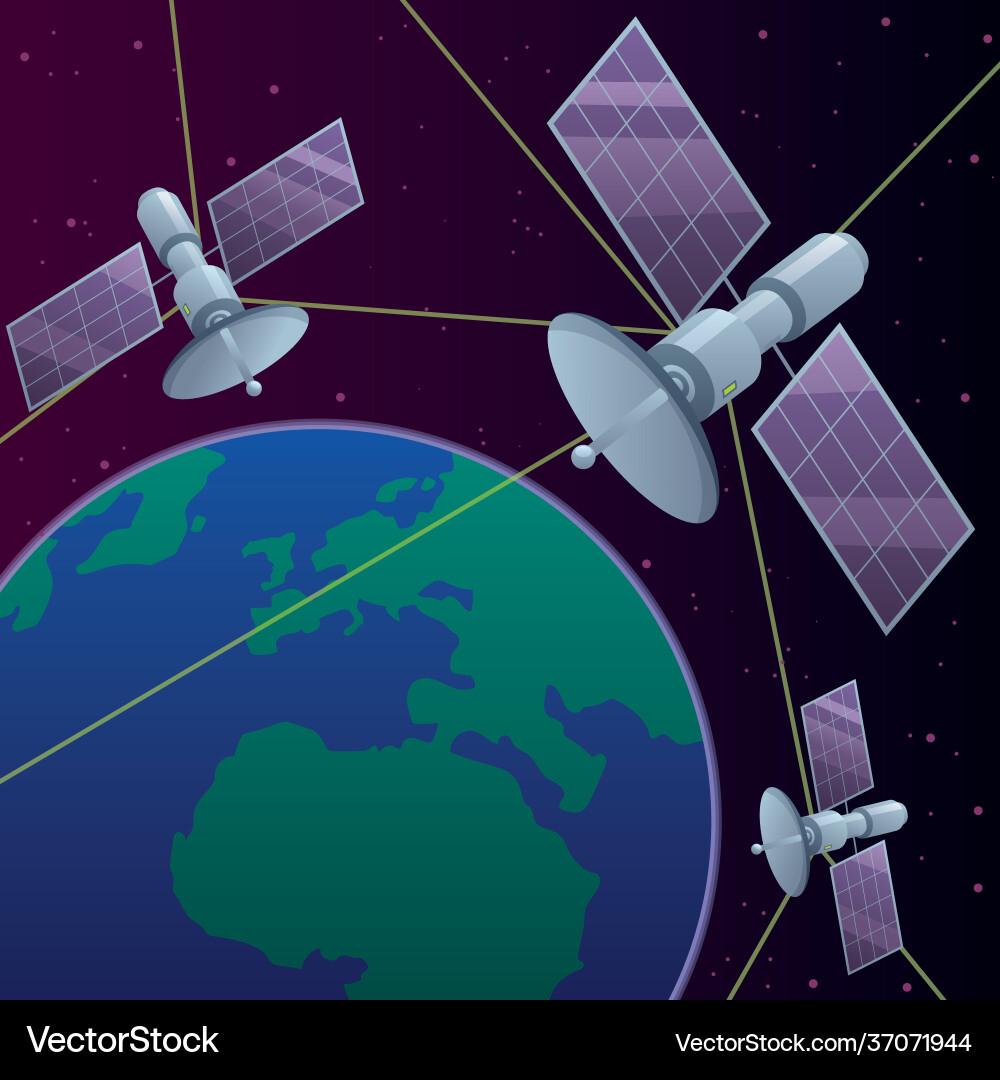 Space satellite network Royalty Free Vector Image