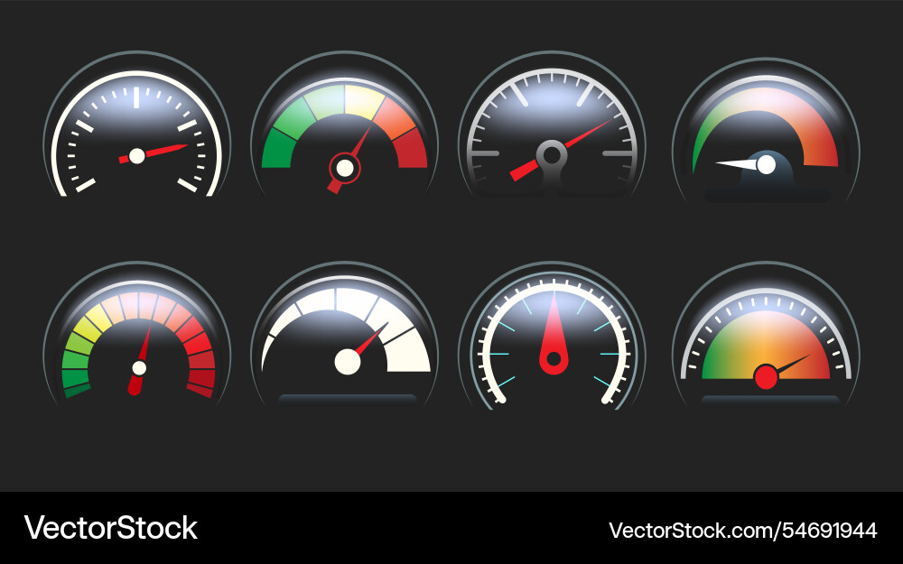 Speedometer gauge set Royalty Free Vector Image