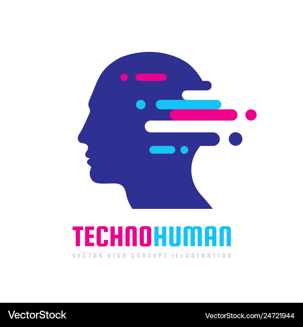 Techno Human Brain Logo Royalty Free Vector Image