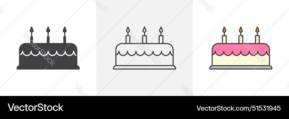 Cake birthday icon set happy anniversary cake Vector Image