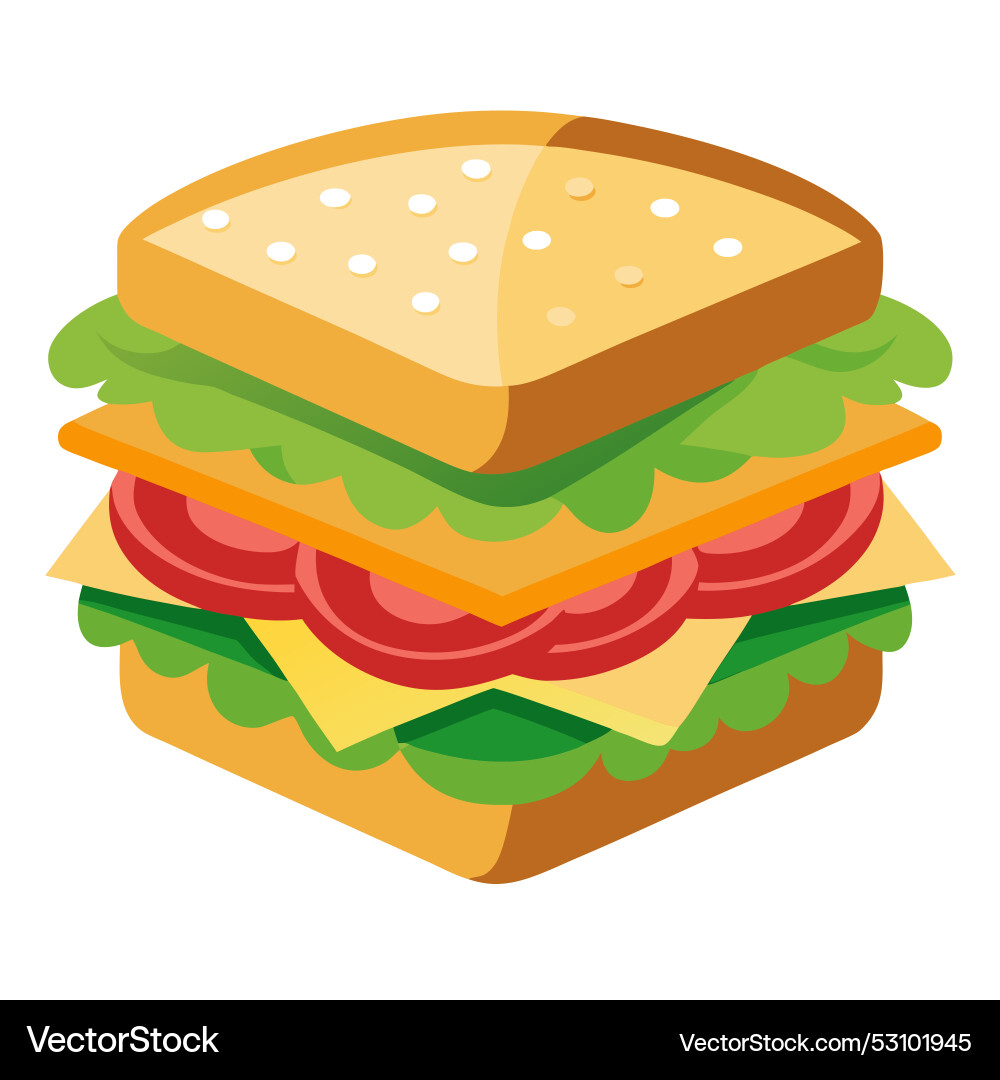 Delicious sandwich stacked high with fresh Vector Image