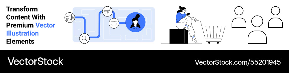 Digital marketing workflow with user interaction Vector Image