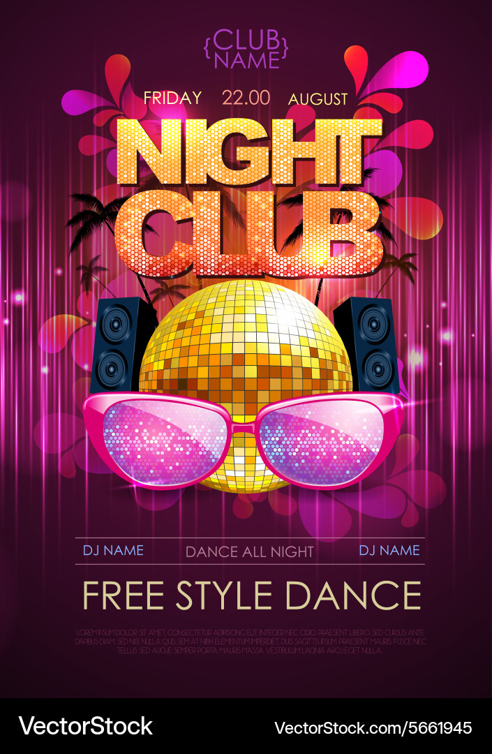 Disco background party poster Royalty Free Vector Image