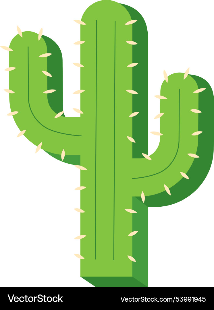 Flat saguaro cactus icon in vibrant green Vector Image