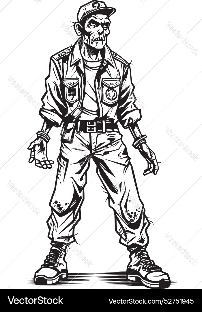 Haunting threads scary zombie in cargo pants icon Vector Image