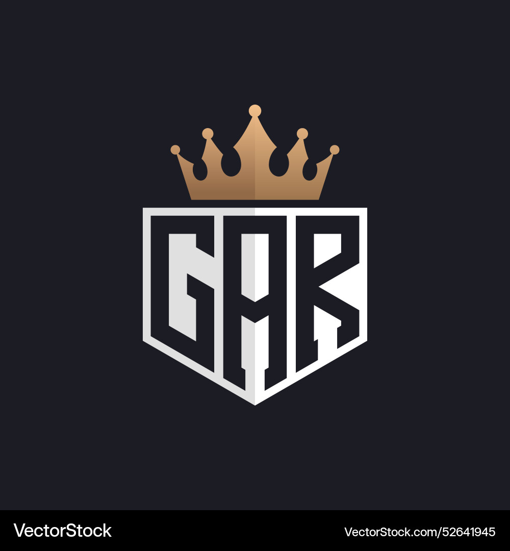 Luxury gar logo with crown elegant initials Vector Image