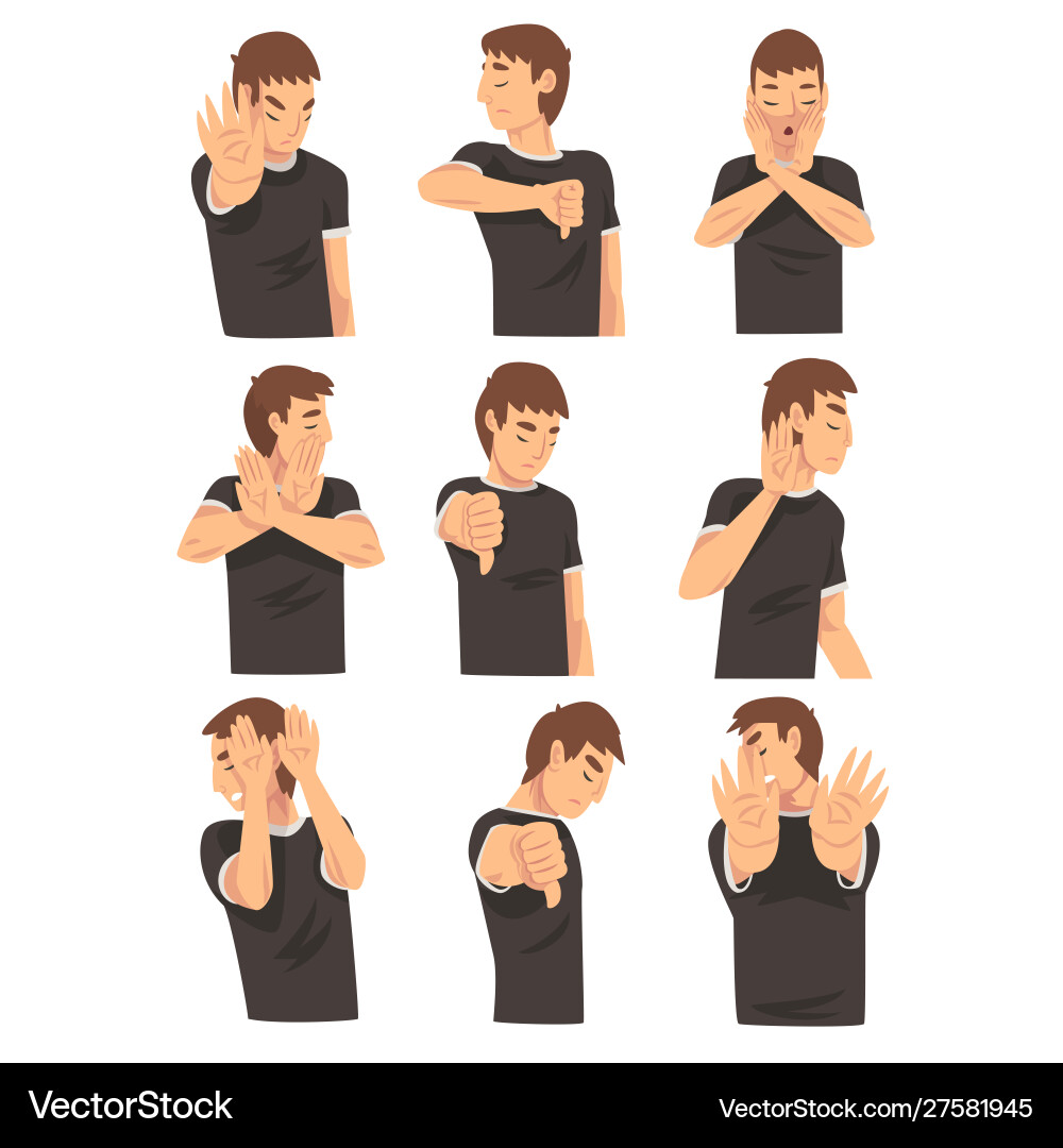 Negative gesture man character cartoon Royalty Free Vector