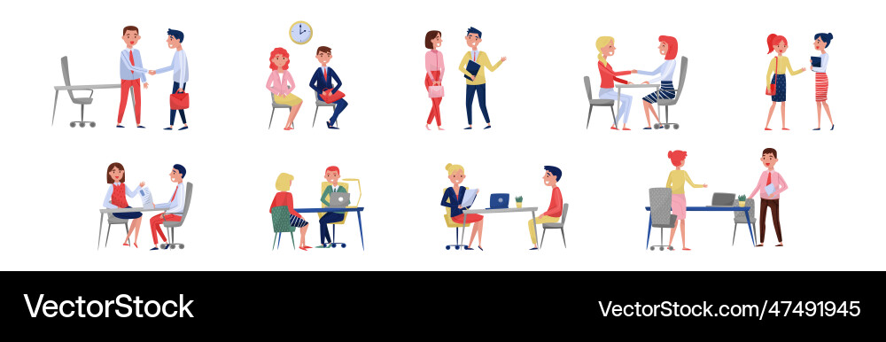 People characters on job interview as employment Vector Image