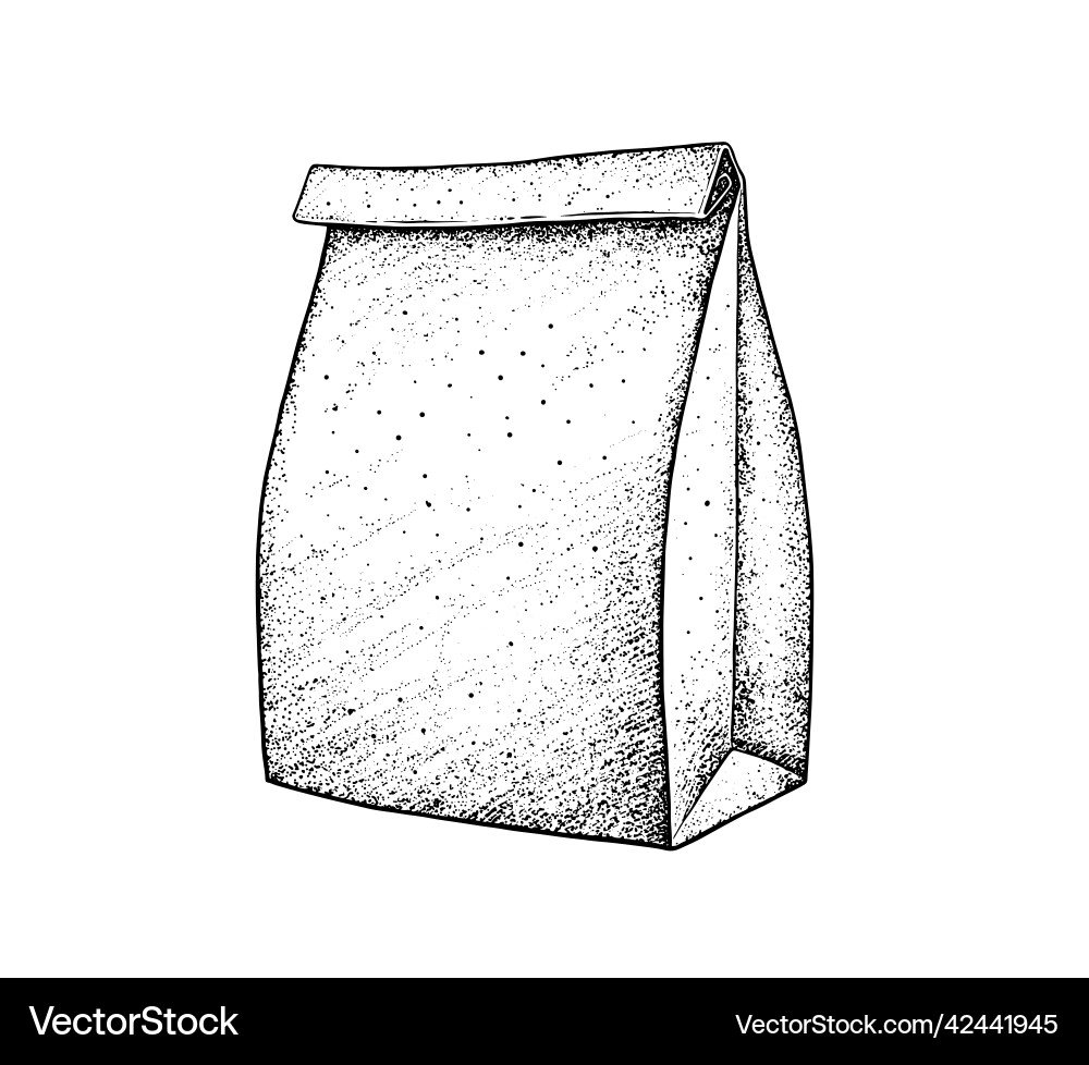 Sketch of paper bag Royalty Free Vector Image - VectorStock