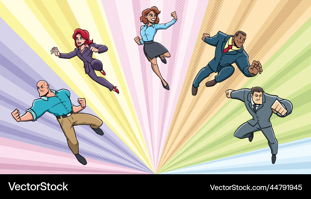 Super business team in action Royalty Free Vector Image