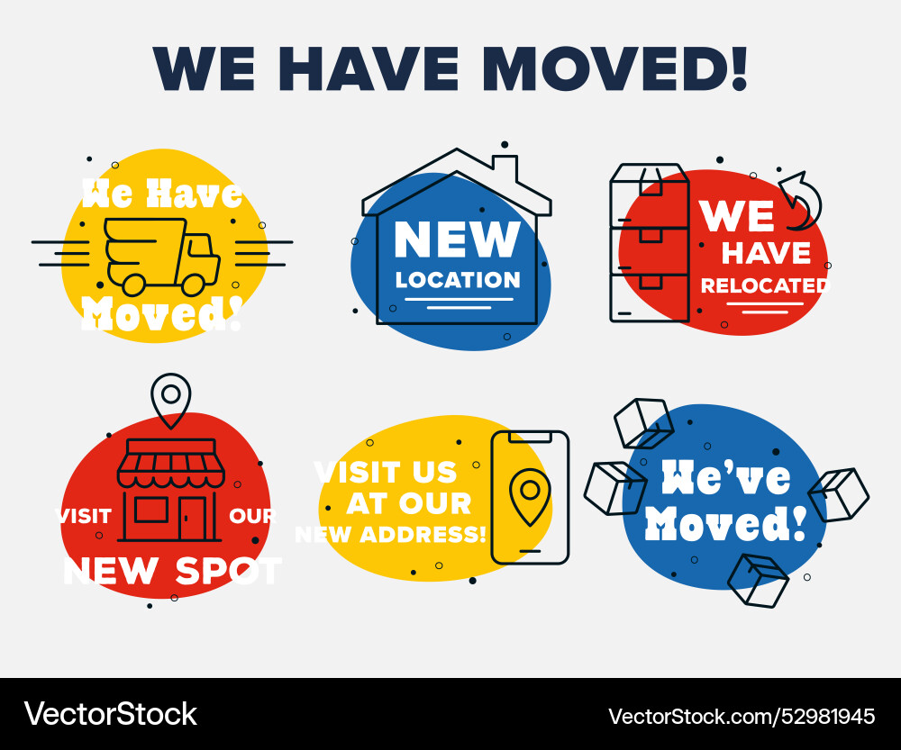 We have moved relocation new location badge Vector Image