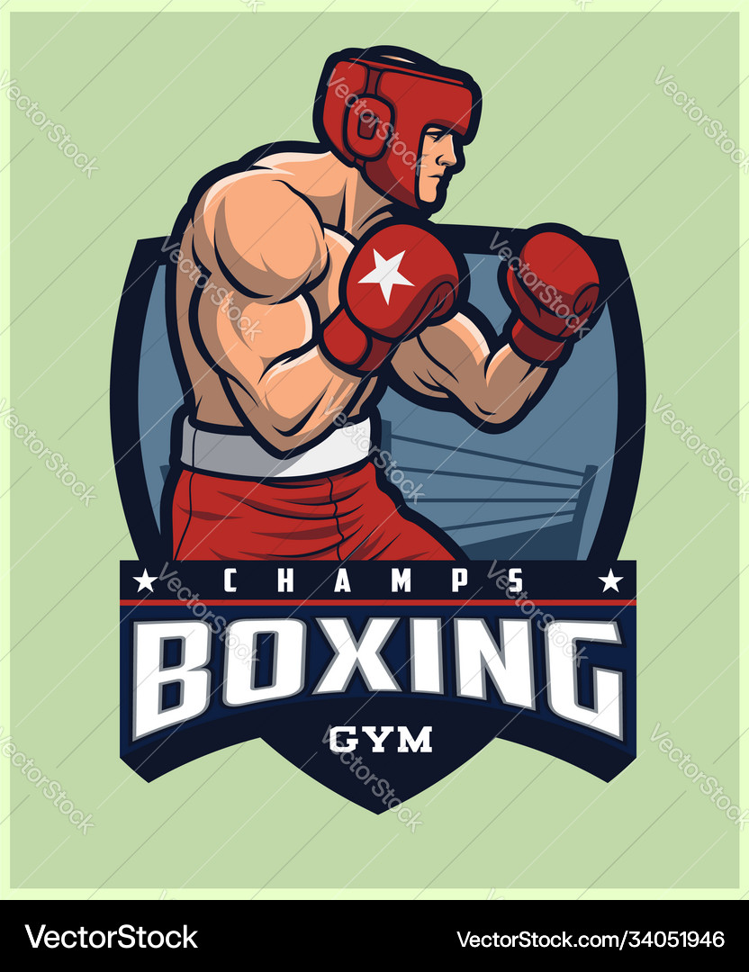 Boxing gym mascot and logo Royalty Free Vector Image