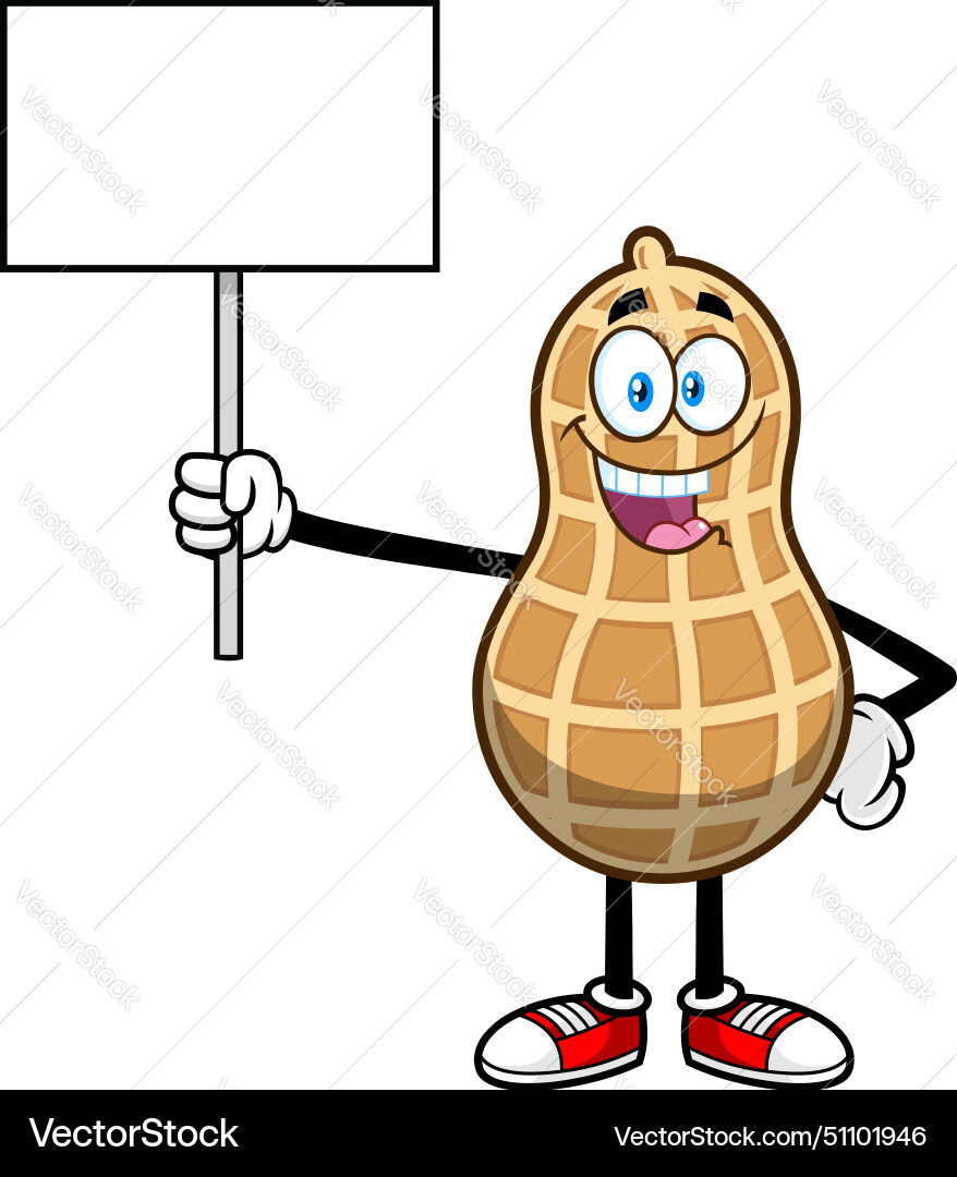 Funny peanut cartoon character Royalty Free Vector Image