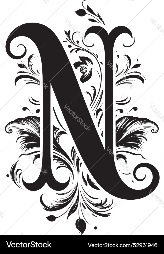 Nostalgic flourish retro font n decor nimble Vector Image