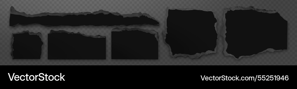 Paper cut black shapes set with rough torn edges Vector Image