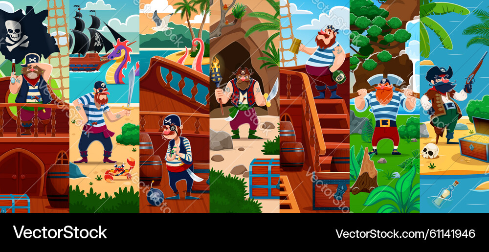 Pirate Characters Collage – Royalty-Free Vector | VectorStock