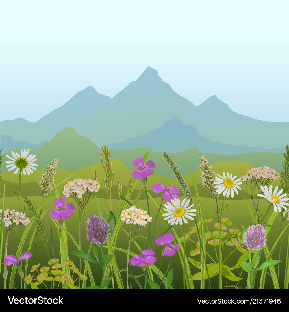 Seamless horizon border with greenery Royalty Free Vector