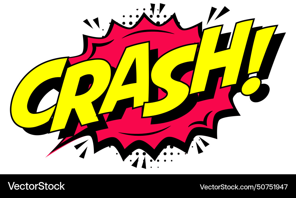 Crash comic text colorful style Royalty Free Vector Image