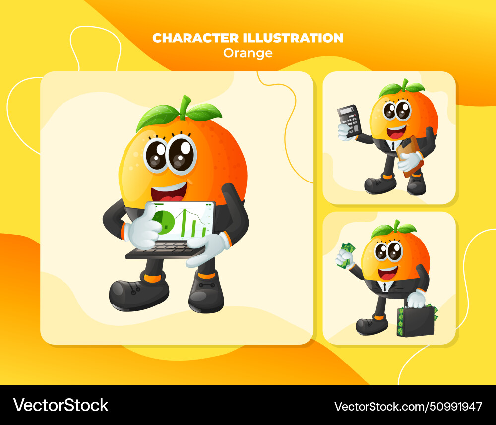 Cute orange characters in finance Royalty Free Vector Image