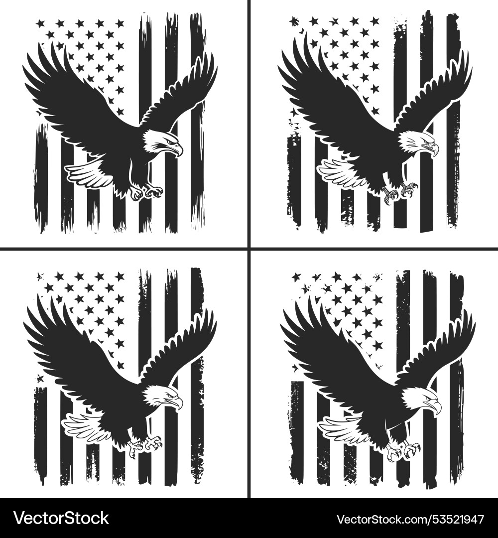 Eagle with american flag svg bundle file Vector Image